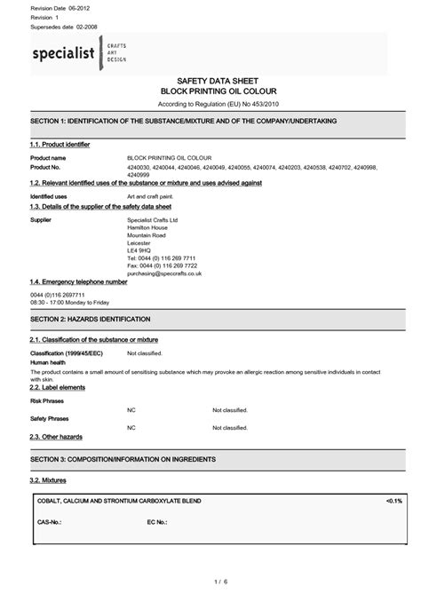 Block Printing Oil Colour Msds Download