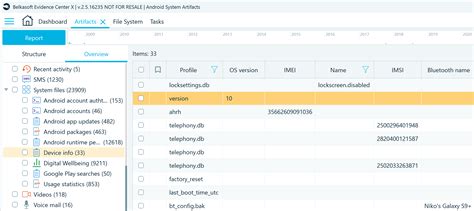 Android System Artifacts Forensic Analysis Of Device Information And Usage