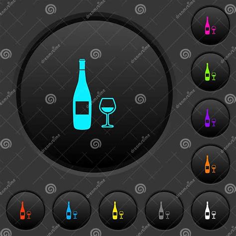 酒瓶和带有颜色图标的玻璃暗按钮 向量例证 插画 包括有 当事人 高雅 酒精 庆祝 液体 典雅 198432812