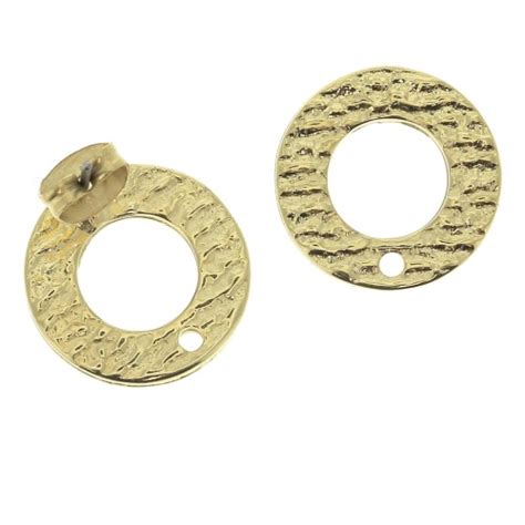 Clous d oreilles ronds texturés évidés à décorer in zamac 16 mm