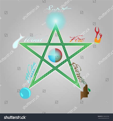 Pentagram Five Elements On Abstract Background Stock Vector Royalty