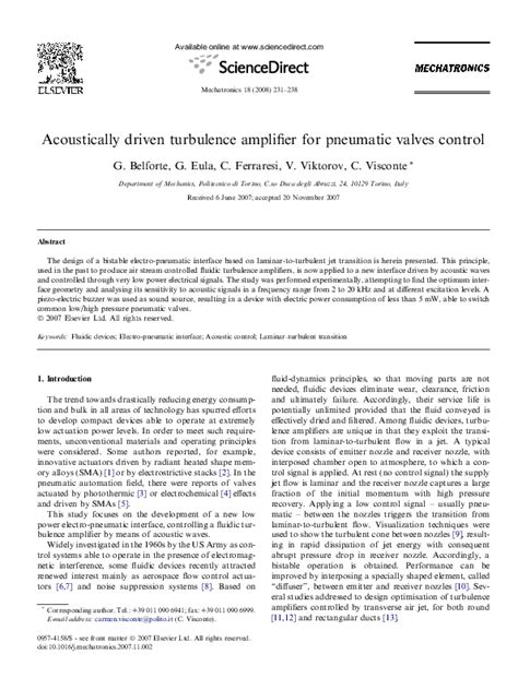 Acoustically Driven Turbulence Amplifier For Pneumatic Valves Control
