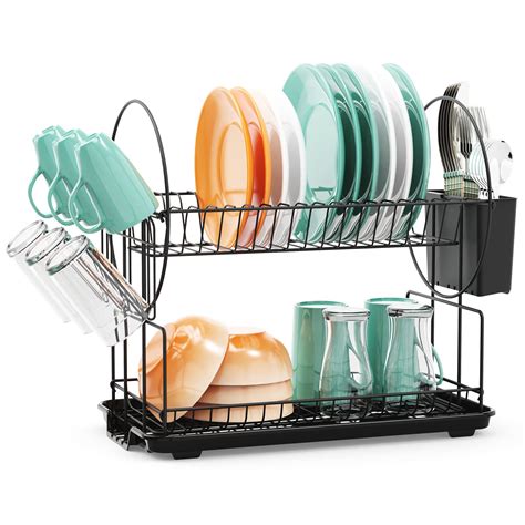 Buy Dish Drying Rack With Drainboard ISPECLE 2 Tier Dish Rack With