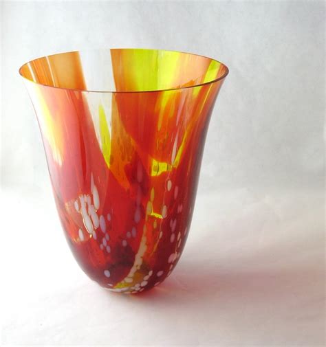 Red And Yellow Fused Glass Vase By Trilobiteglassworks On Deviantart