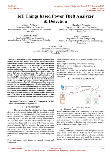 Pdf Iot Things Based Power Theft Analyzer Detection