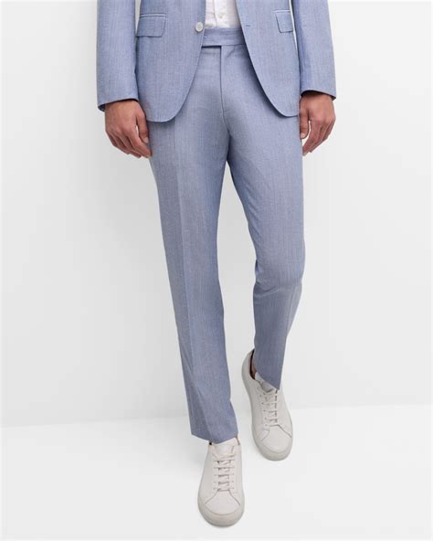 Boss Mens Slim Cotton Flat Front Pants Neiman Marcus