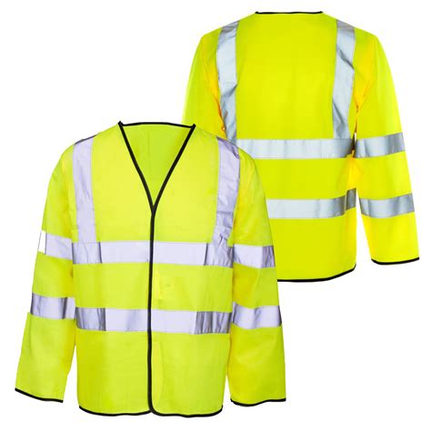 Long Sleeved Hi Vis Safety Vest Jerkin Jacket Yellow Orange Simply