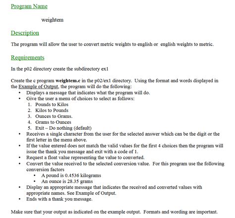 Solved Create The C Program In Putty Called Weightem C In Chegg Com