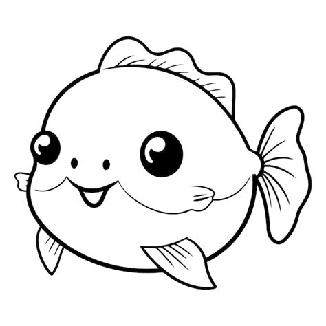 색 바탕에 고립된 귀여운 만화 물고기 캐릭터 프리미엄 벡터