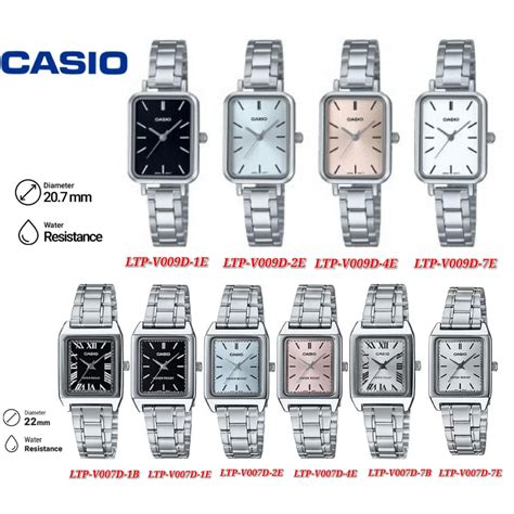 Casio Ladies Analog Ltp V007d Ltp V009d Ltp V009g Square Watch Shopee Malaysia