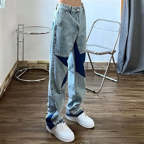 Brownm And American High Street Trend Washing Jeans Five Pointed Star