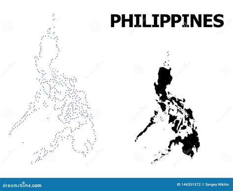 Vector Contour Dotted Map Of Philippines With Name Stock Vector