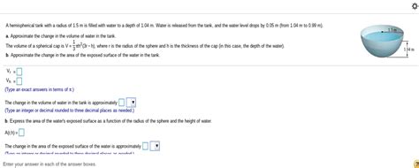 Solved A Hemispherical Tank With A Radius Of 15 M Is Filled With