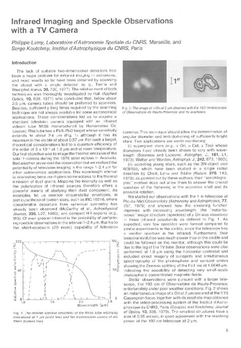Pdf Infrared Imaging And Speckle Observations With A Tv Camera