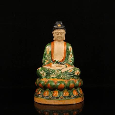 N5007 Old Chinese Tang Sancai Buddha Porcelain Statue Etsy