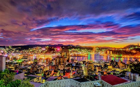 桌布 城市夜景，河流，房屋，燈光 1920x1200 Hd 高清桌布 圖片 照片
