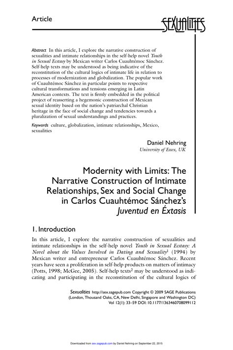 pdf modernity with limits the narrative construction of intimate relationships sex and