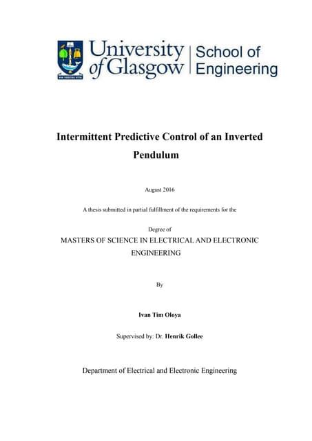 Intermittent Predictive Control Of An Inverted Pendulum Pdf