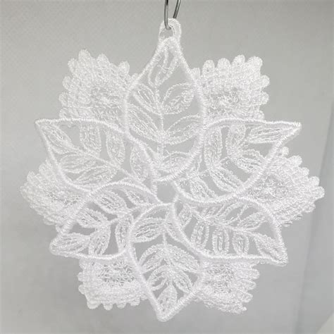 Embroidered Free Standing Lace Snowflake Christmas Ornament Etsy