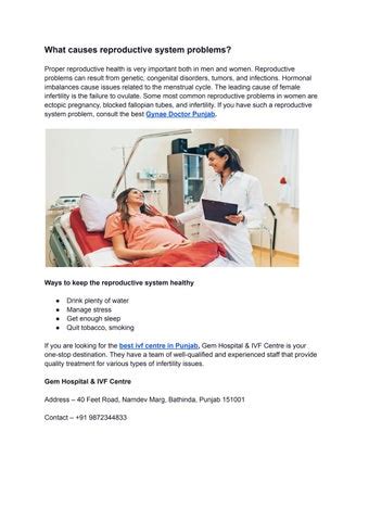 What Causes Reproductive System Problems By Gem Hospital IVF Centre Issuu