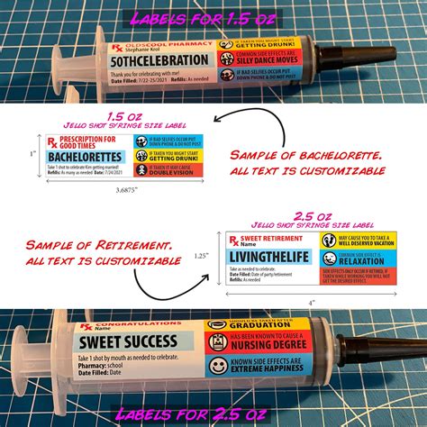 Prescription Labels Jello Syringe 25 Oz And 15 Oz Custom Etsy Uk