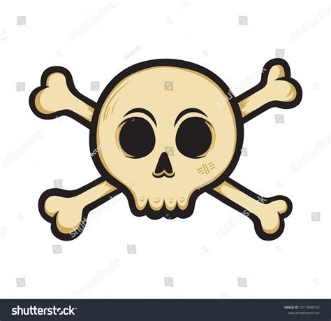 Cartoon Skull Crossbones Vector Illustration เวกเตอร์สต็อก ปลอดค่า
