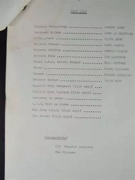 Original Dads Army Script Number Engaged In General Other