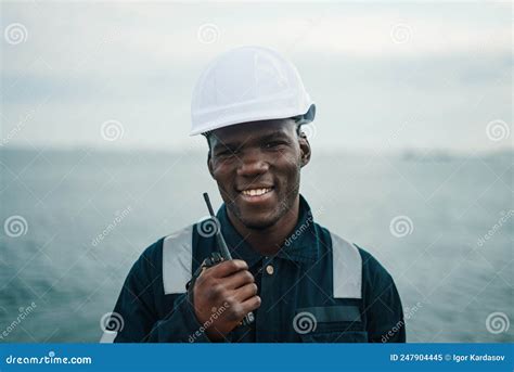 Seaman Ab Or Bosun On Deck Of Vessel Or Ship Wearing Ppe Royalty Free