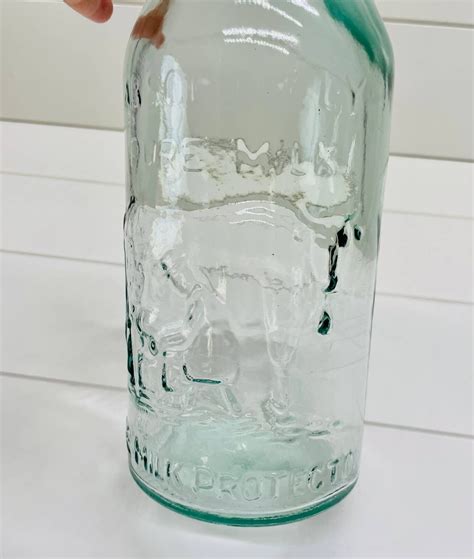Vintage Absolutely Pure Milk Glass Bottle The Milk Protector Farmhouse