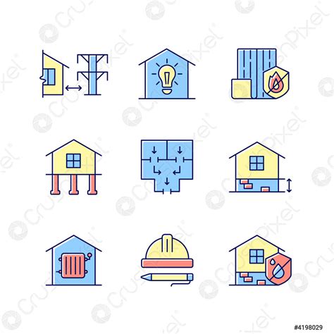 Regulaciones De Seguridad De Construcción Rgb Iconos De Color Vector
