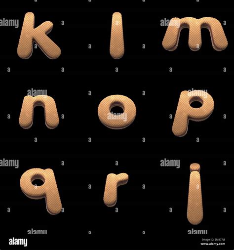 D Rendering Set Of Chocolate Waffle Font Alphabet Numbers And Punctutation Marks Isolated On