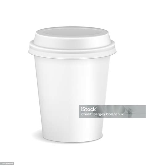빈 흰색 현실적인 커피 컵 이랑 흰색 배경에 고립 카페 라 떼 모카 나 카푸치노 플라스틱 용기 컵 벡터 일러스트 레이 션 0명에