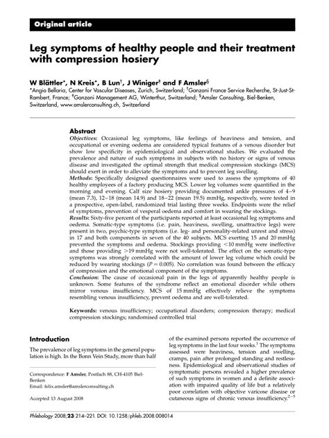 Pdf Leg Symptoms Of Healthy People And Their Treatment With