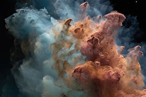 Close Up Of Nebula With Swirling Clouds Of Gas And Dust Stock