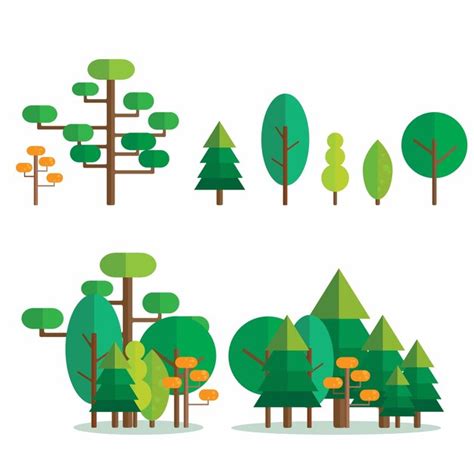 Premium Vector Tree Set Icon For Forest Theme Bacground