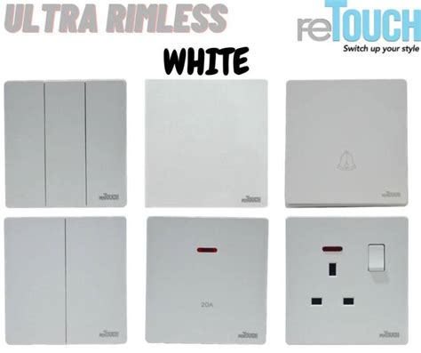 White Retouch Ultra Rimless Socket And Slim Modern Switch Design 13a 15a 20a Door Bell Lazada
