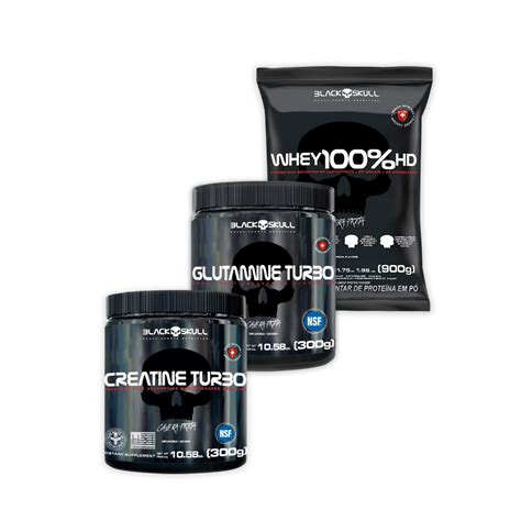 Kit Whey 100 Hd Baunilha Refil 900g Creatina Turbo 300g Glutamina