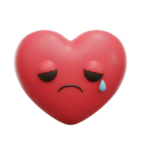 A Heart Shaped Emoji Weeps A Single Tear Its Downturned Eyes And Sad