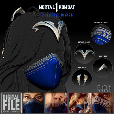 Stl File Mortal Kombat 1 Kitana Mask Crown Cosplay 2023 👑 ・3d Print