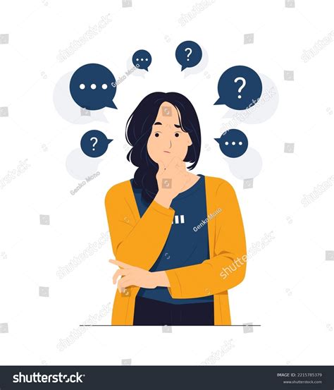 Thinking Woman Asking Questions Feeling Confused Stock Vector Royalty