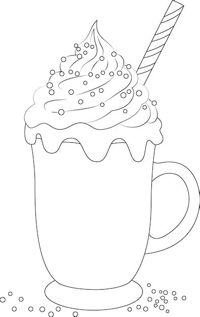 Premium Vector Coloring Page A Festive Hot Cocoa Mug With Whipped