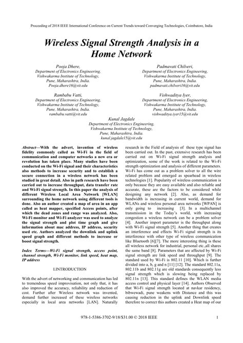 pdf wireless signal strength analysis in a home network