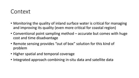 Water Quality Parameters Estimation Using Remote Sensing Techniques Pptx