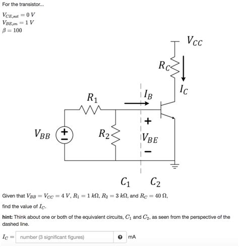 Solved For The Transistor Vbe On 1 V β 100 V Cc 2 Vbe