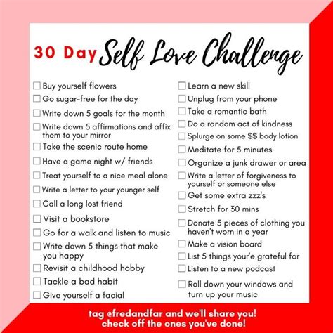 The 30 Day Self Love Challenge Checklist Practicing Self Love Love
