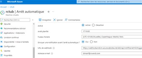 Notification Arrêt Automatique Dune Vm Reporter D1 Heure Larrêt Via