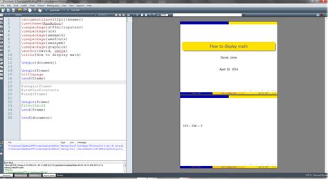 Use Texmaker To Do Beamer Presentation Fail To Generate Pdf File With Math Symbols TeX