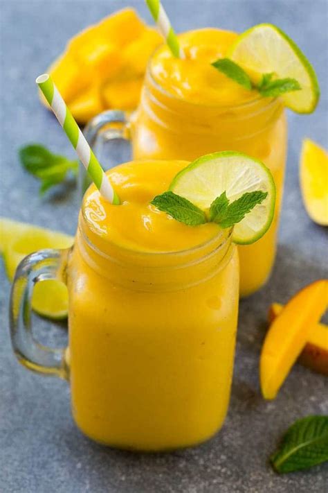 This Mango Smoothie Is Made With Frozen Mango Yogurt Banana And Juice