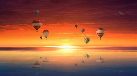 Download Hot Air Balloons Sunset Sky Royalty Free Stock Illustration