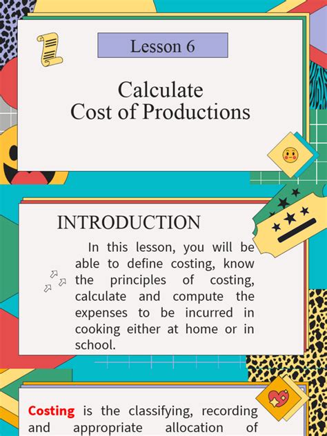 lesson 6 calculate cost of productions pdf cost percentage